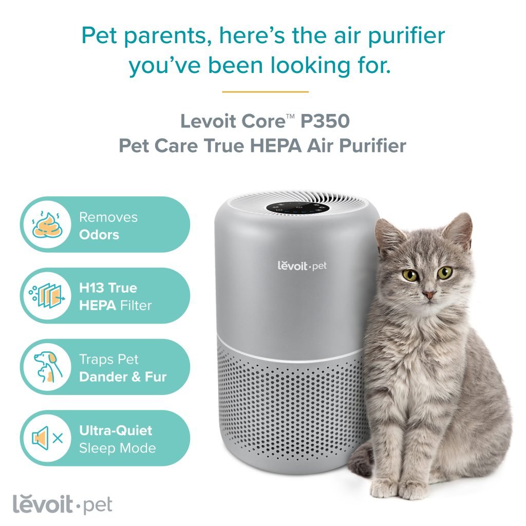 Levoit Core P350 Pet Care H13 True HEPA Air Purifier Grey - BrightVivo